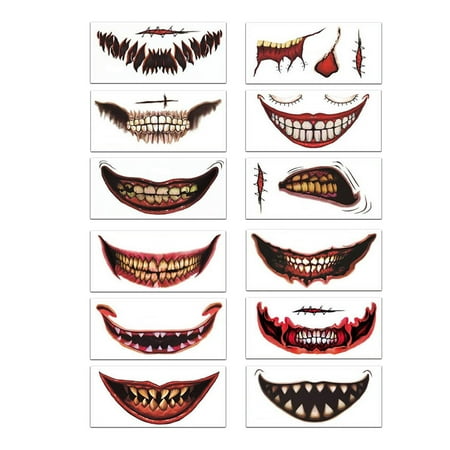Halloween Face Stickers Waterproof Horror Mouth Stickers Realistic ...