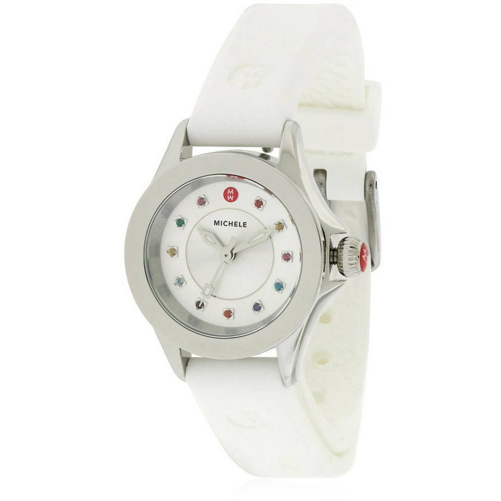 MICHELE - Michele Women's Cape Mini Silicone White 25mm Watch ...