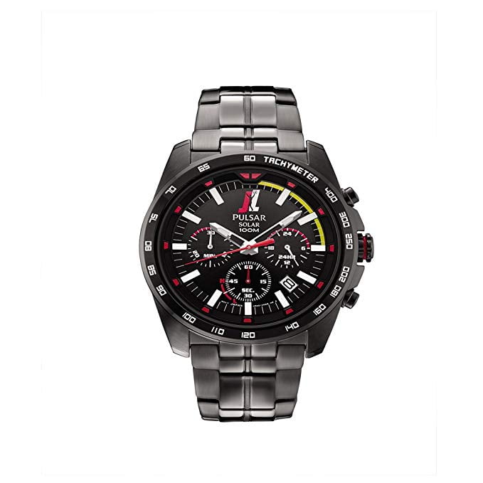 Pulsar Pz5055 Unisex Black Stainless Steel Band Black Quartz Dial Watch ...