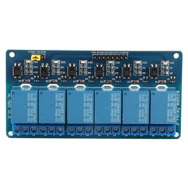 6 Channel Low Level Trigger Relay Module with 24V Optocoupler | Walmart ...