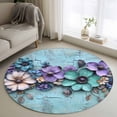 4ft Round Rug Spring Purple Flowers Area Rugs for Living Room Bedroom ...