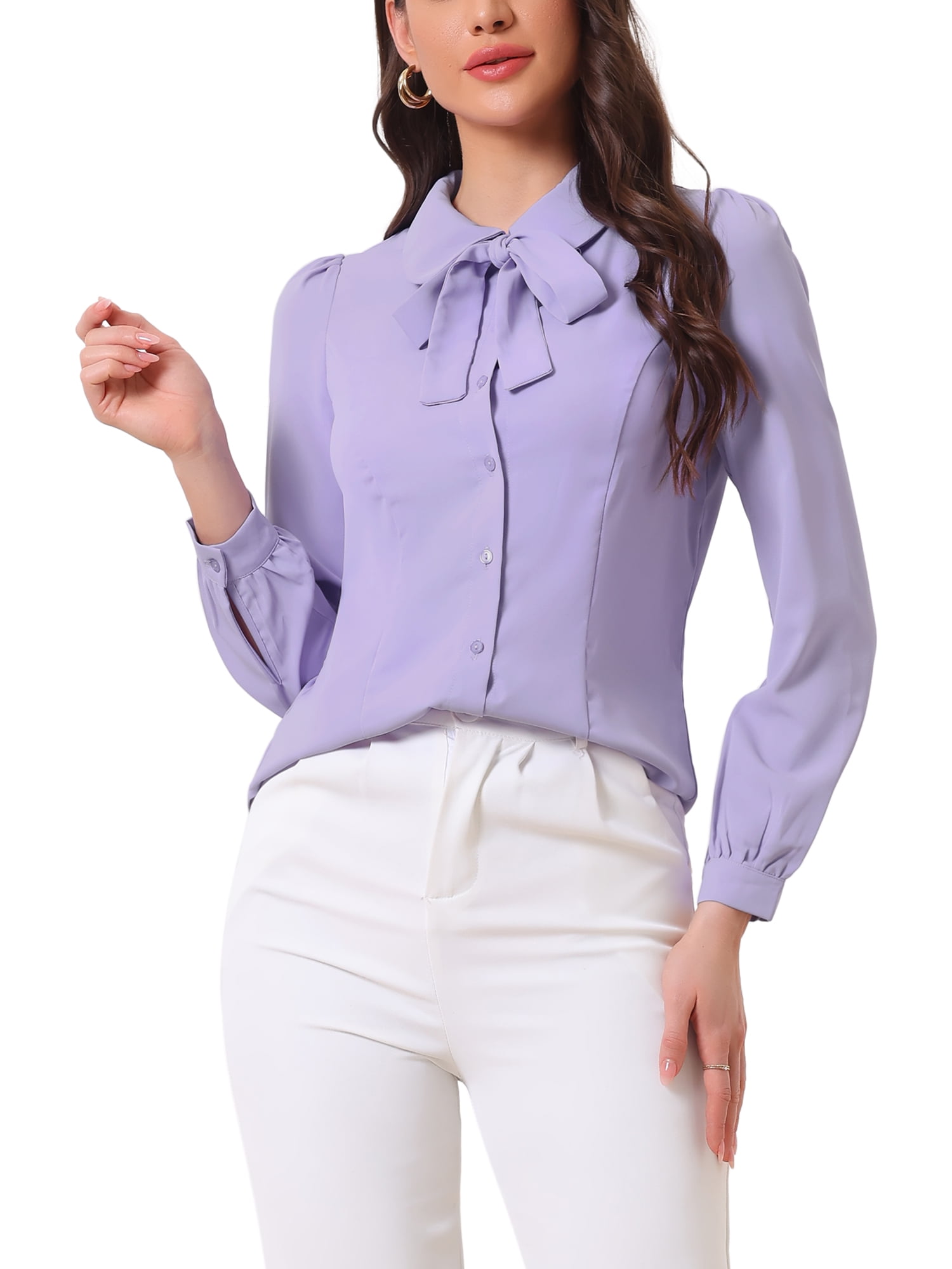 CAMISA DE BOTONES PARA MUJERES INSPIRE CHIC CON COLLAR PETER PAN Y NUDO ...