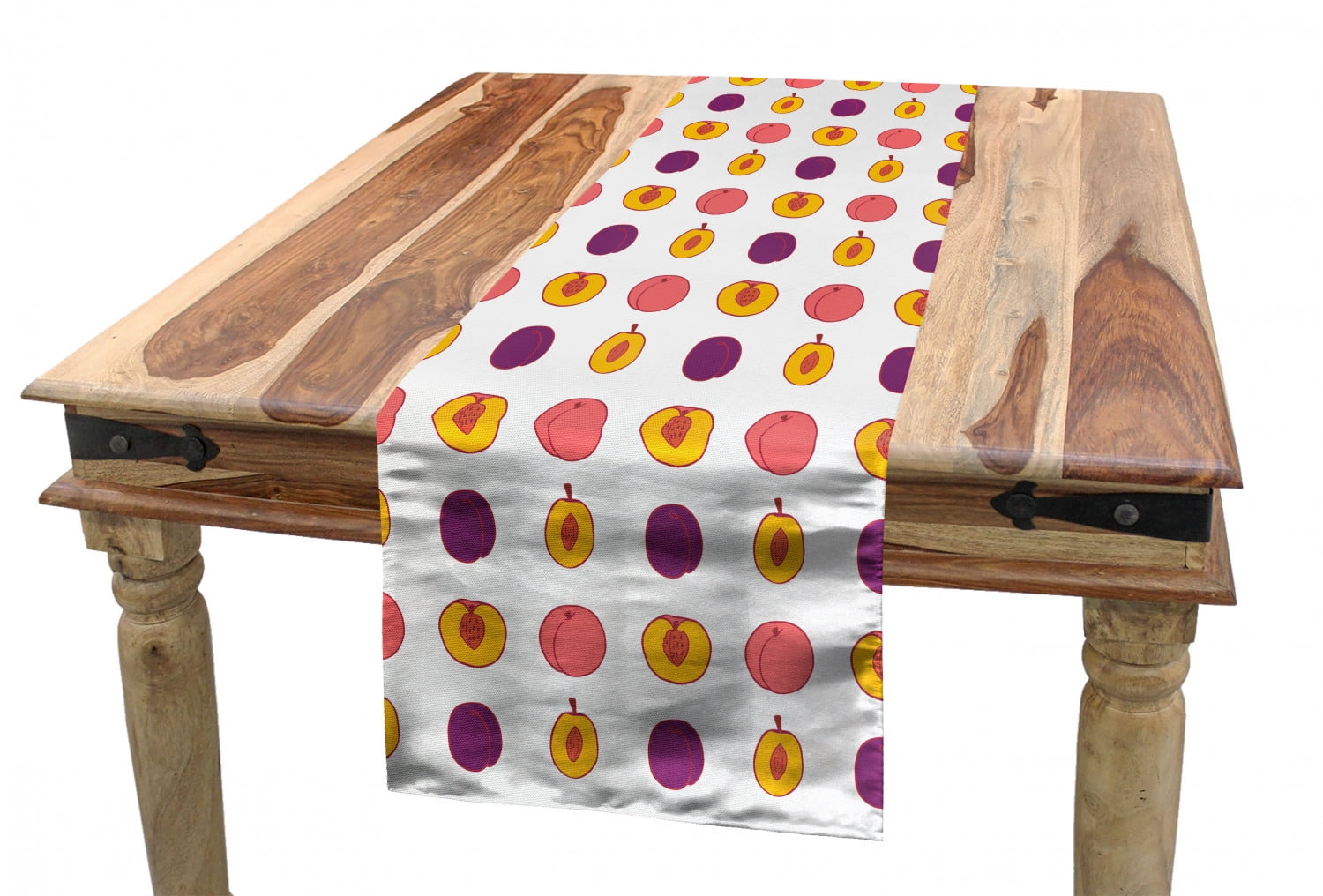 Fruit Table Runner, Tasty Healthy Plums and Peach Arrangement Colorful ...