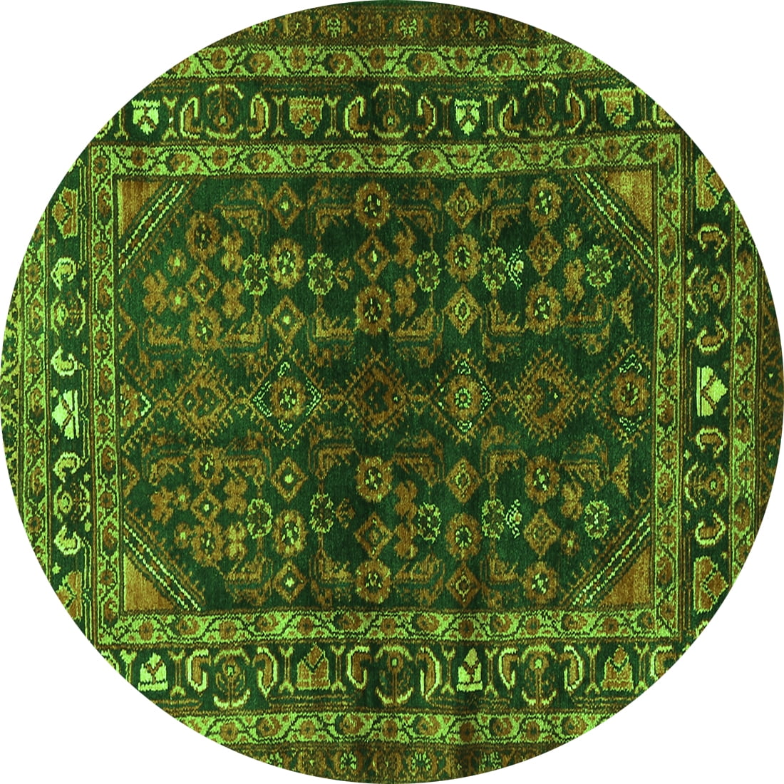 Ahgly Company Indoor Round Persian Green Traditional Area Rugs, 5 ...