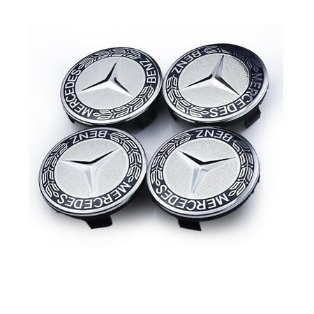 Mercedes 4-pack Alloy Wheel Center Hub Caps Size 75mm Benz Black ...
