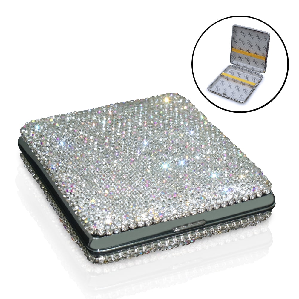 eing Metal Cigarette Case Bling Crystal Cigarette Box Double Sided ...