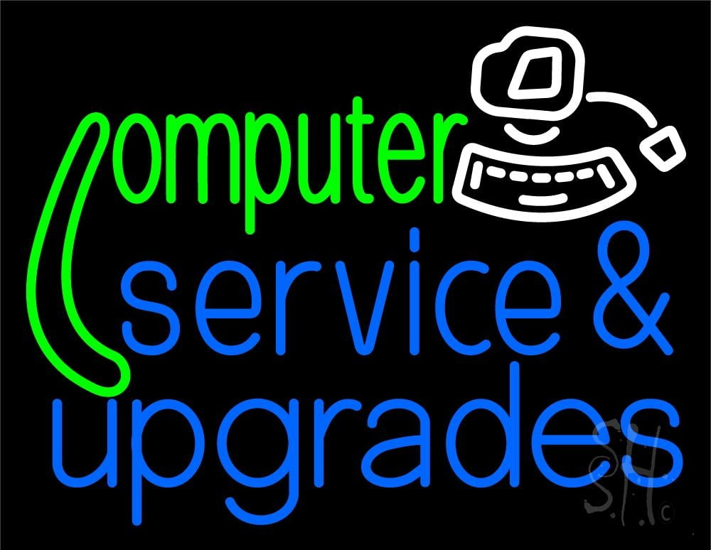 Blue Computer Services And Upgrades LED Neon Sign 24 x 31 - inches ...