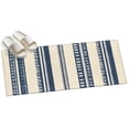 Abstract Geometric Stripe Dot Rectangle Rug 2'x6' Dark Blue Lines on ...