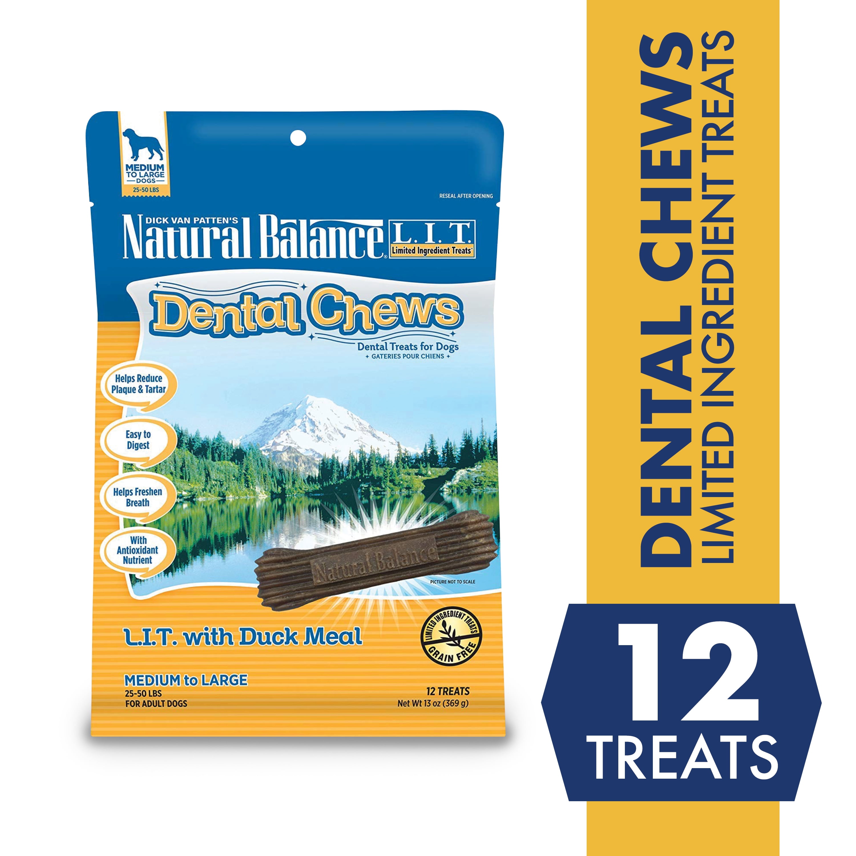 Natural Balance Dental Chews L.I.T. Limited Ingredient Treats Duck Meal ...
