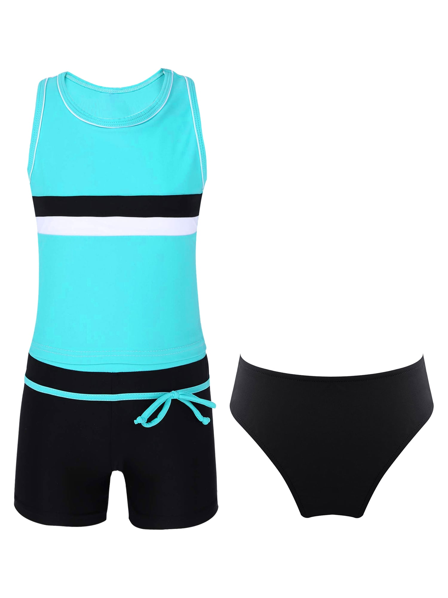 Aislor Flower Girls 3 Pcs Swimsuit Tank Top with Shorts Briefs Set Rash ...