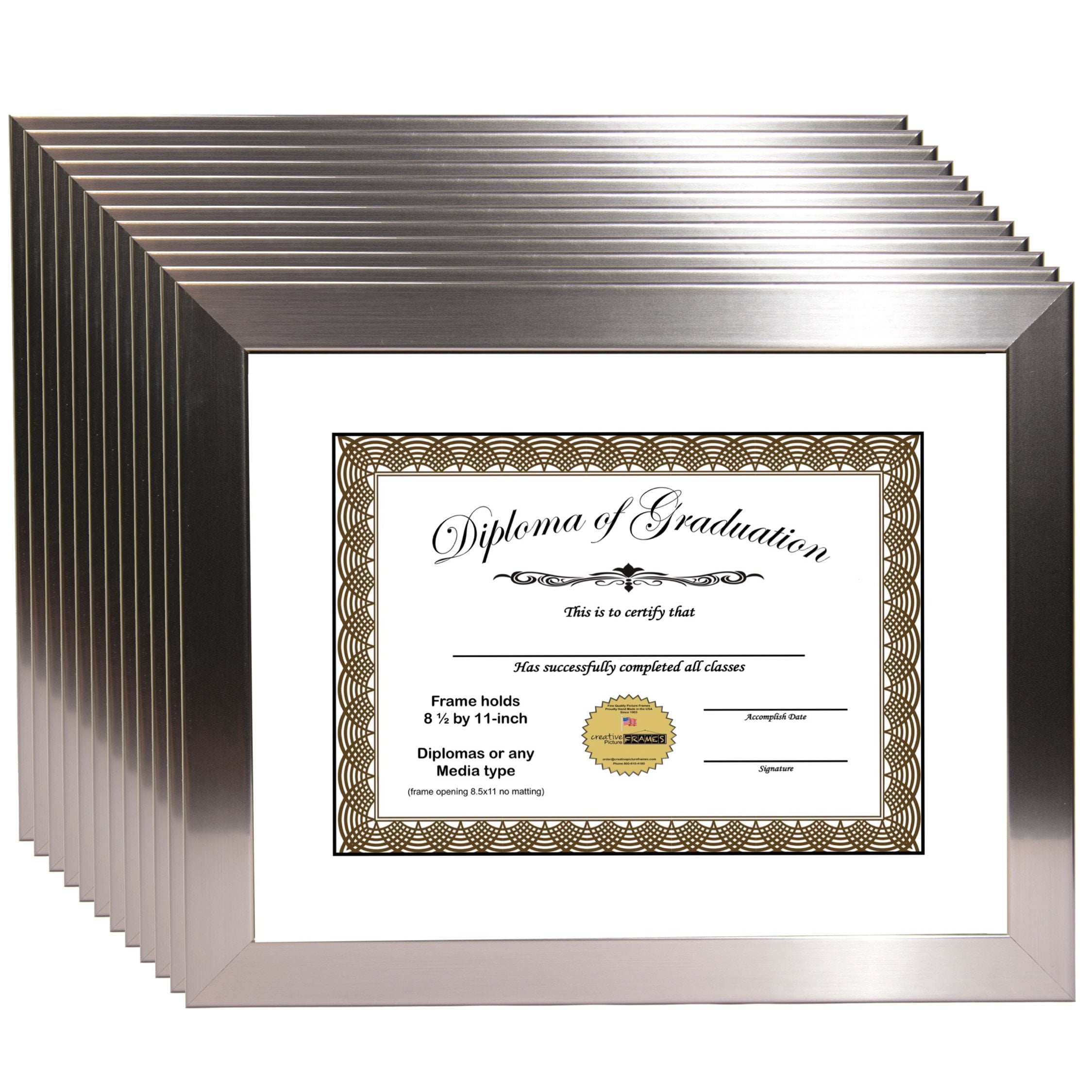 CreativePF [11x14ss] Stainless Steel Finish Diploma Frame with 11x14 ...