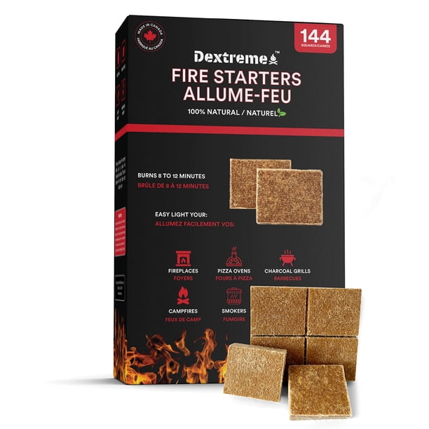 Dextreme Fire Starter Pack of 144 Natural Fire starters Cubes for Wood ...