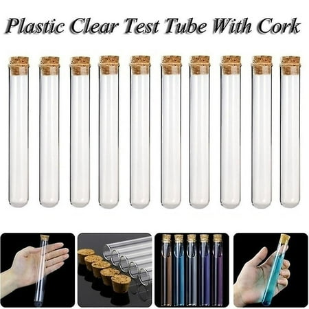 20pcs 12x100mm Transparent Laboratory Clear Plastic Test Tubes With ...