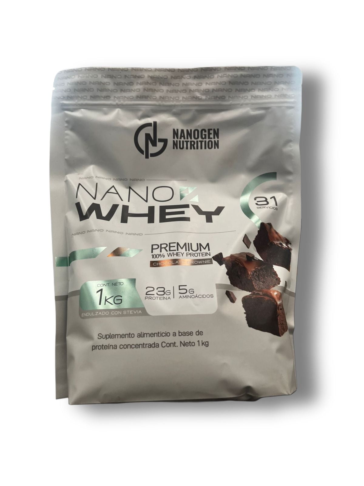 Proteína Whey Nanogen 1kg | 31 Servicios | 23g de Proteína | Sabor chocolate brownie | Endulzada ...
