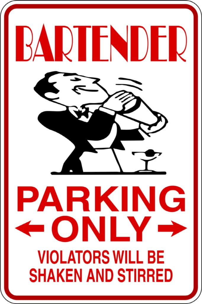 Custom Wall Decal Bartender Picture Art Parking Sign - Peel & Stick ...