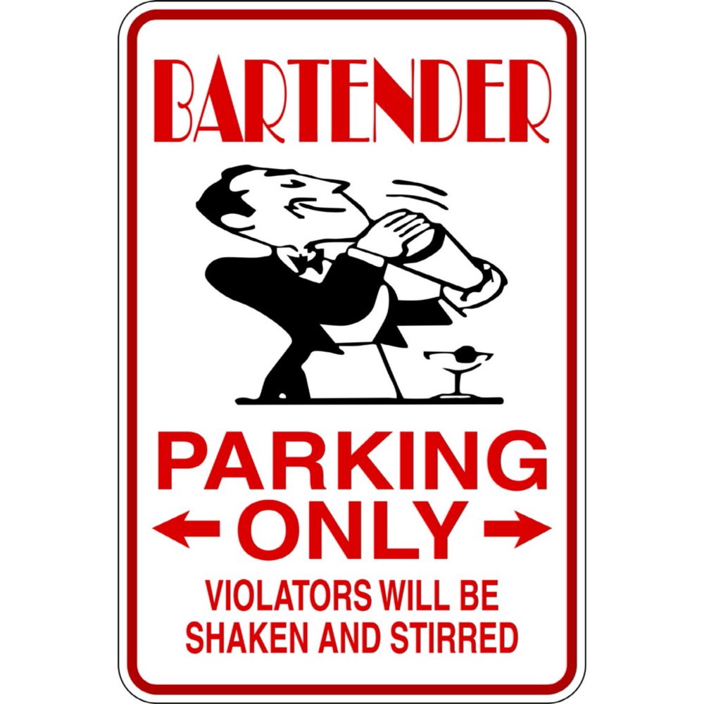 Custom Wall Decal Bartender Picture Art Parking Sign - Peel & Stick ...