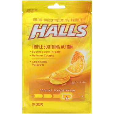 HALLS Relief Honey Lemon Cough Drops, 30 Drops - Walmart.com