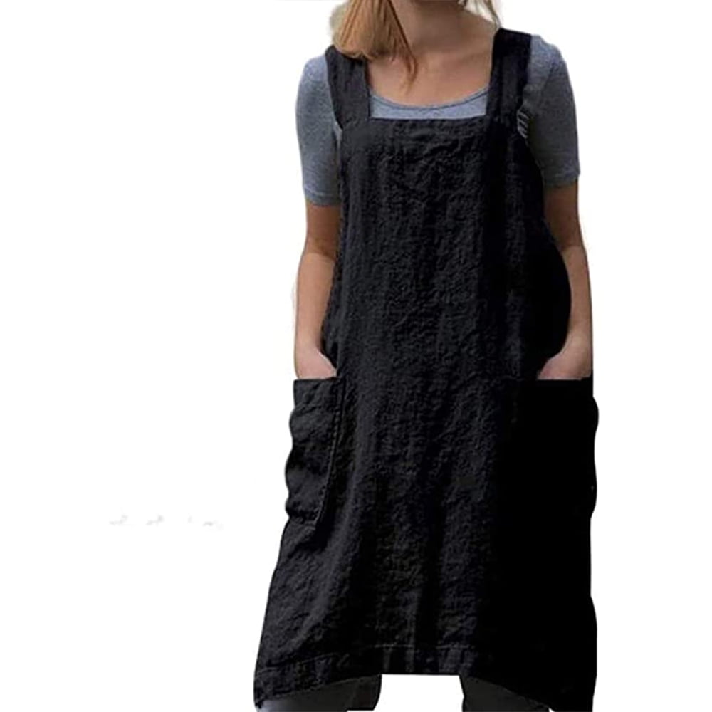 Cotton and linen apron long round home dress long loose apron - Walmart.com