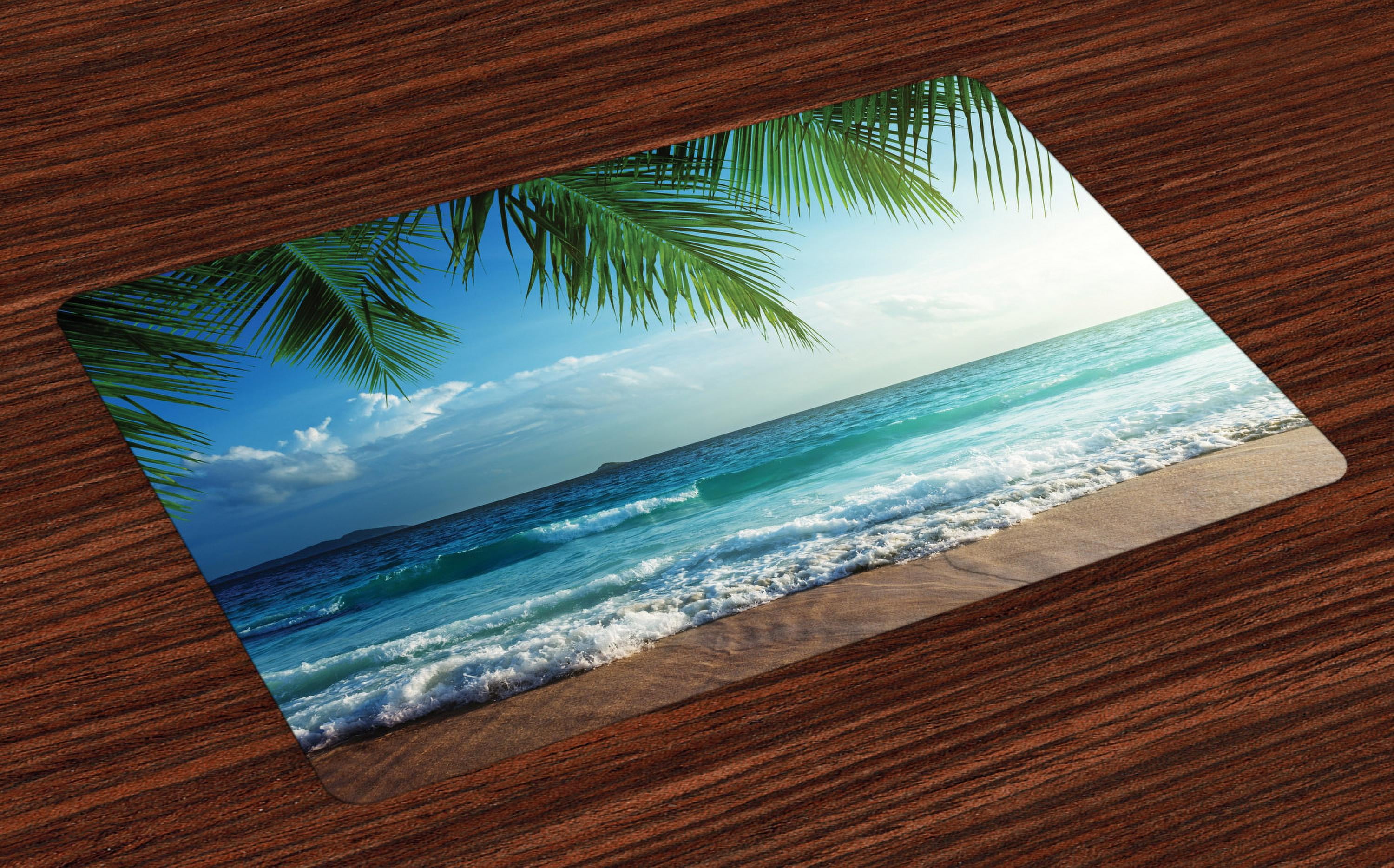 Ocean Placemats Set of 4 Palms Tropical Island Beach Seashore Water ...