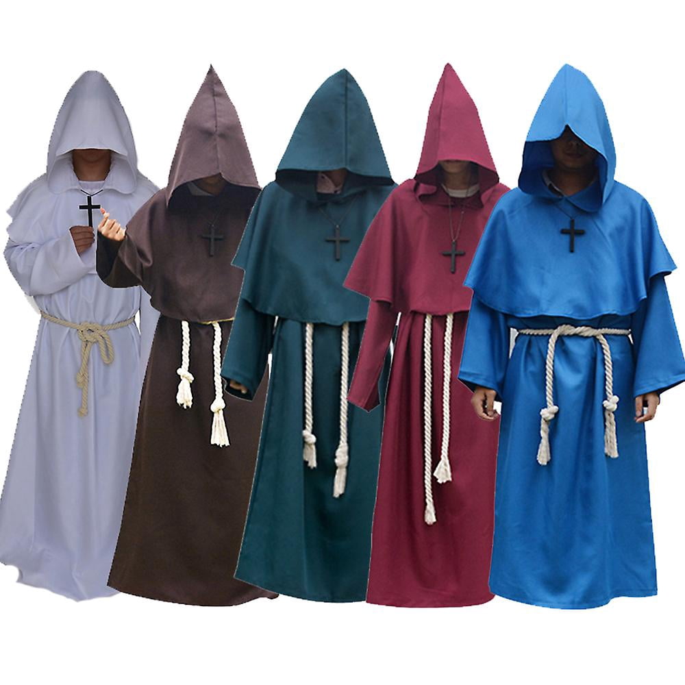 NEW Adult Monk Hooded Robe Cloak Cape Friar Medieval Priest Costume ...