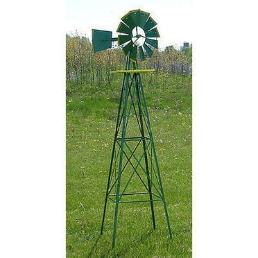 8ft Large Galvanized Windmill, Metal Yard Garden Decor for Outdoors ...
