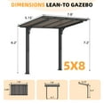 AECOJOY 8'x5' Gazebo, Wall Mounted Hardtop Pergola with Aluminum Frame ...