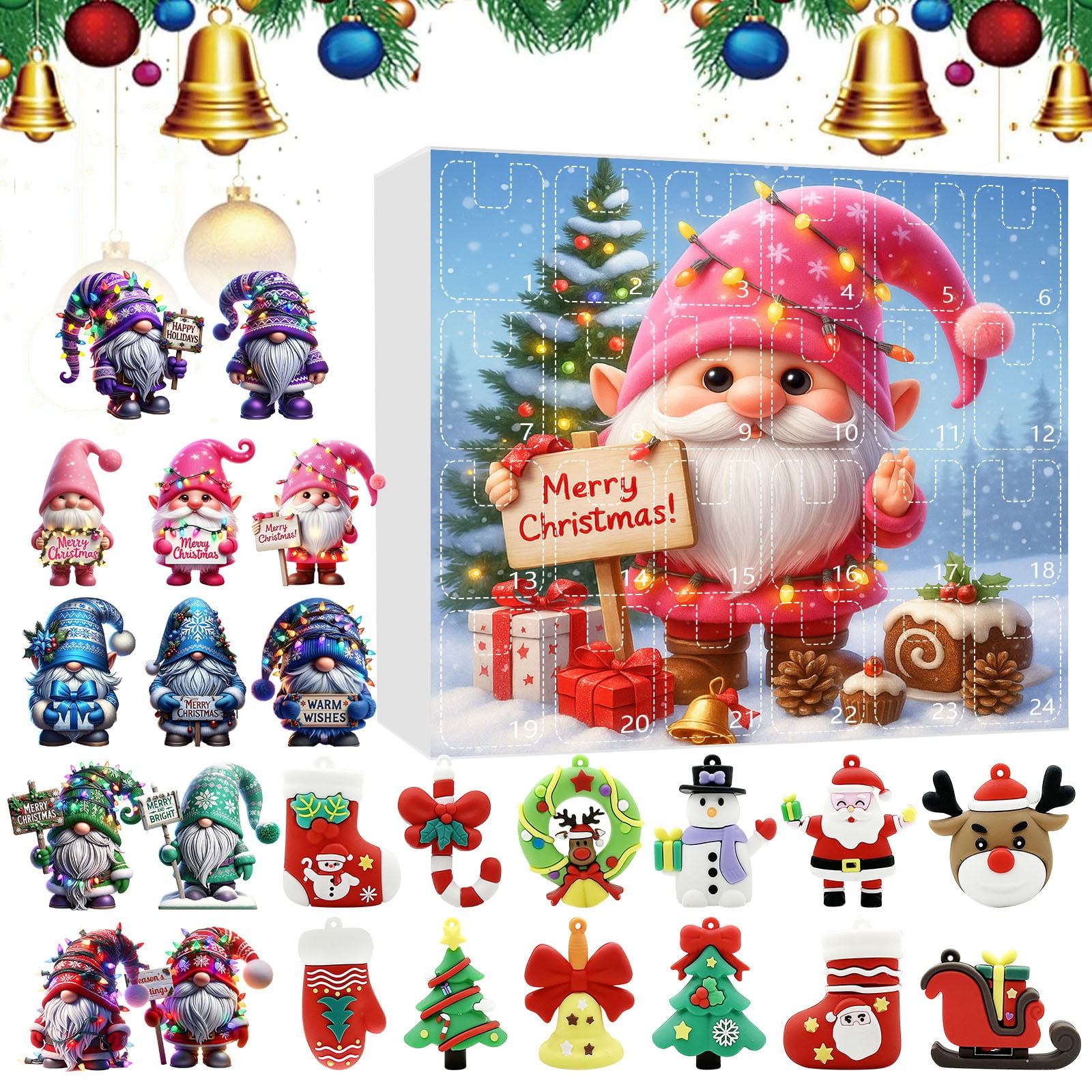2025 Countdown Advent Calendar 2D/3D Keychain 24 Piece Hanging Advent ...