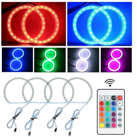 Wgthhk Multi-Color RGB LED Halo Rings Light,IR Remote Control Angel ...