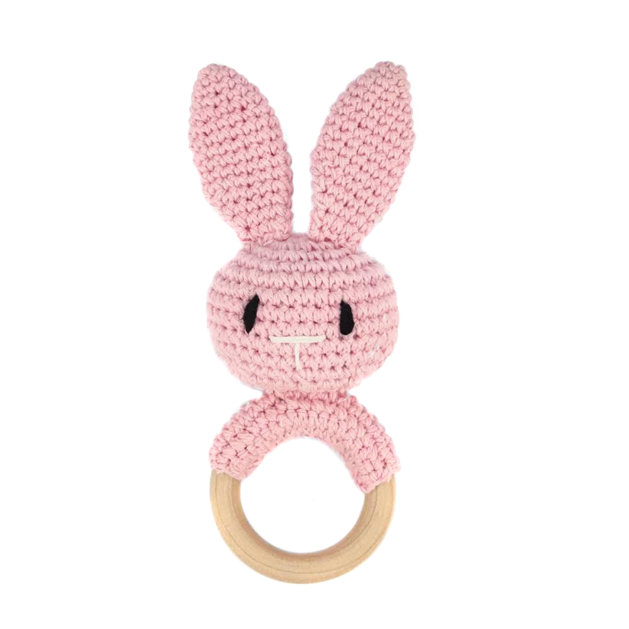 EUBUY Baby Ringing Toy Cotton Doll Toy Baby Bell Rattle Wooden Ring ...