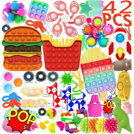42Pcs TIK Tok Fidget Toys Pack Sensory Fidget Toys Push Bubble Pop Toy ...