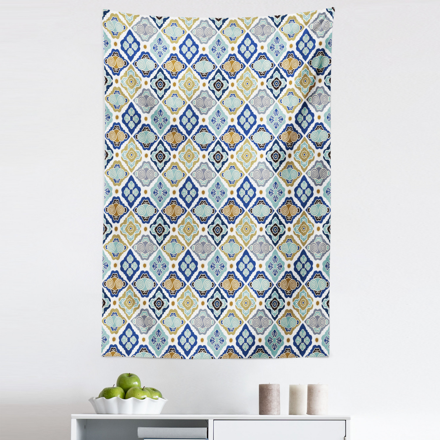 East Tapestry, Oriental Motifs Pattern with Swirls and Floral Elements ...