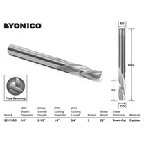 Yonico CNC Router Bit 2 Flute Compression Cut 1/4" X 1" 1/4" Shank ...