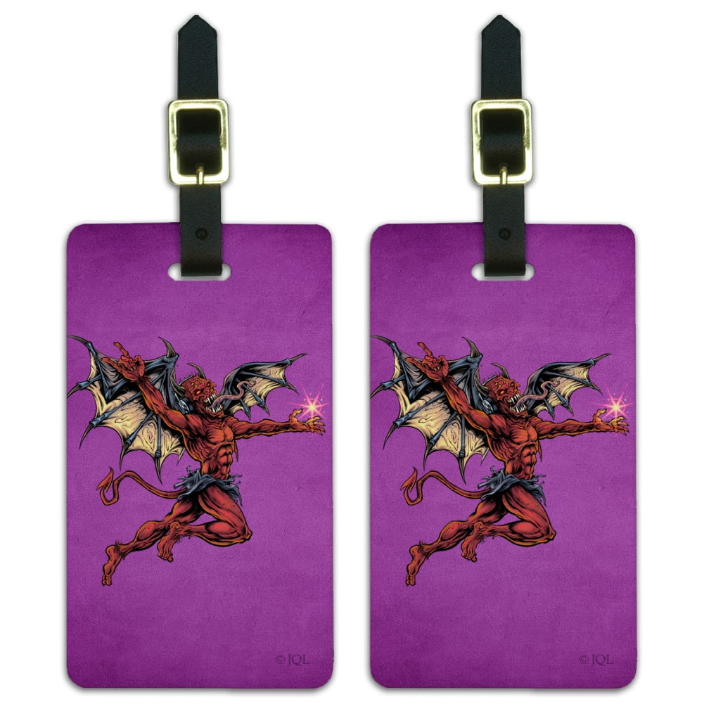Rocking Demon With Headphones On Devil Luggage ID Tags Suitcase Carry ...