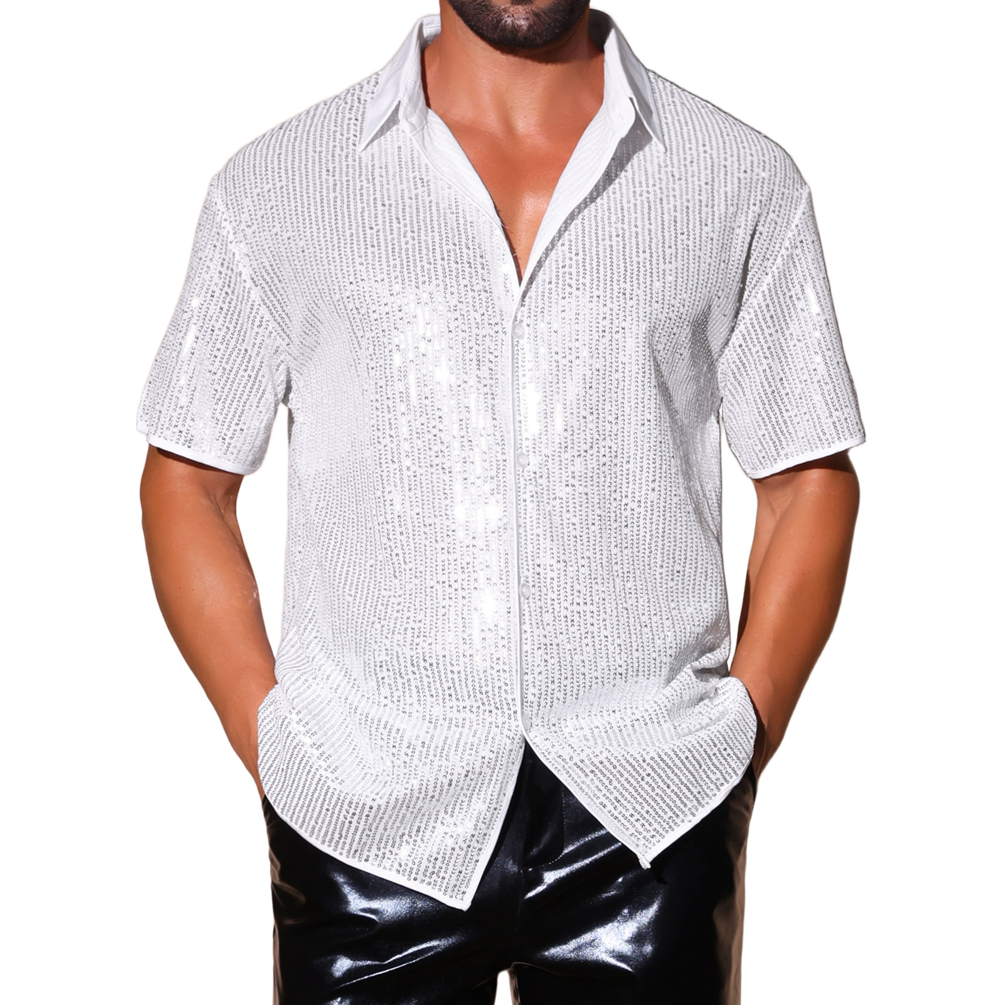 Click here for Inspire Chic Sequins Shirts For Mens Retro Button... prices