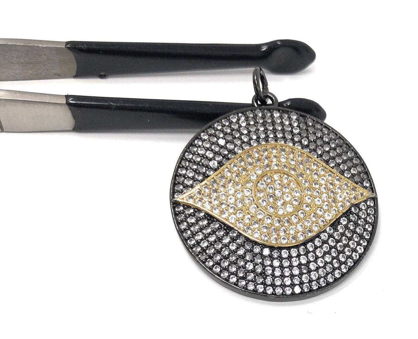 CZ Micro Pave Evil Eye Charm, Protection Jewelry Charm, Jewelry ...