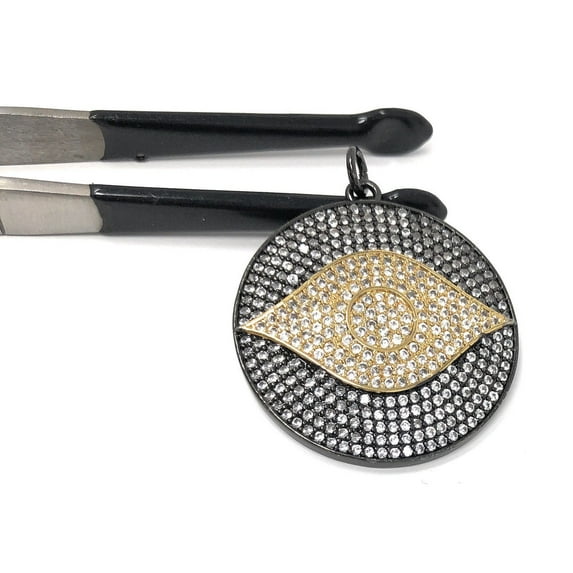 CZ Micro Pave Evil Eye Charm, Protection Jewelry Charm, Jewelry ...