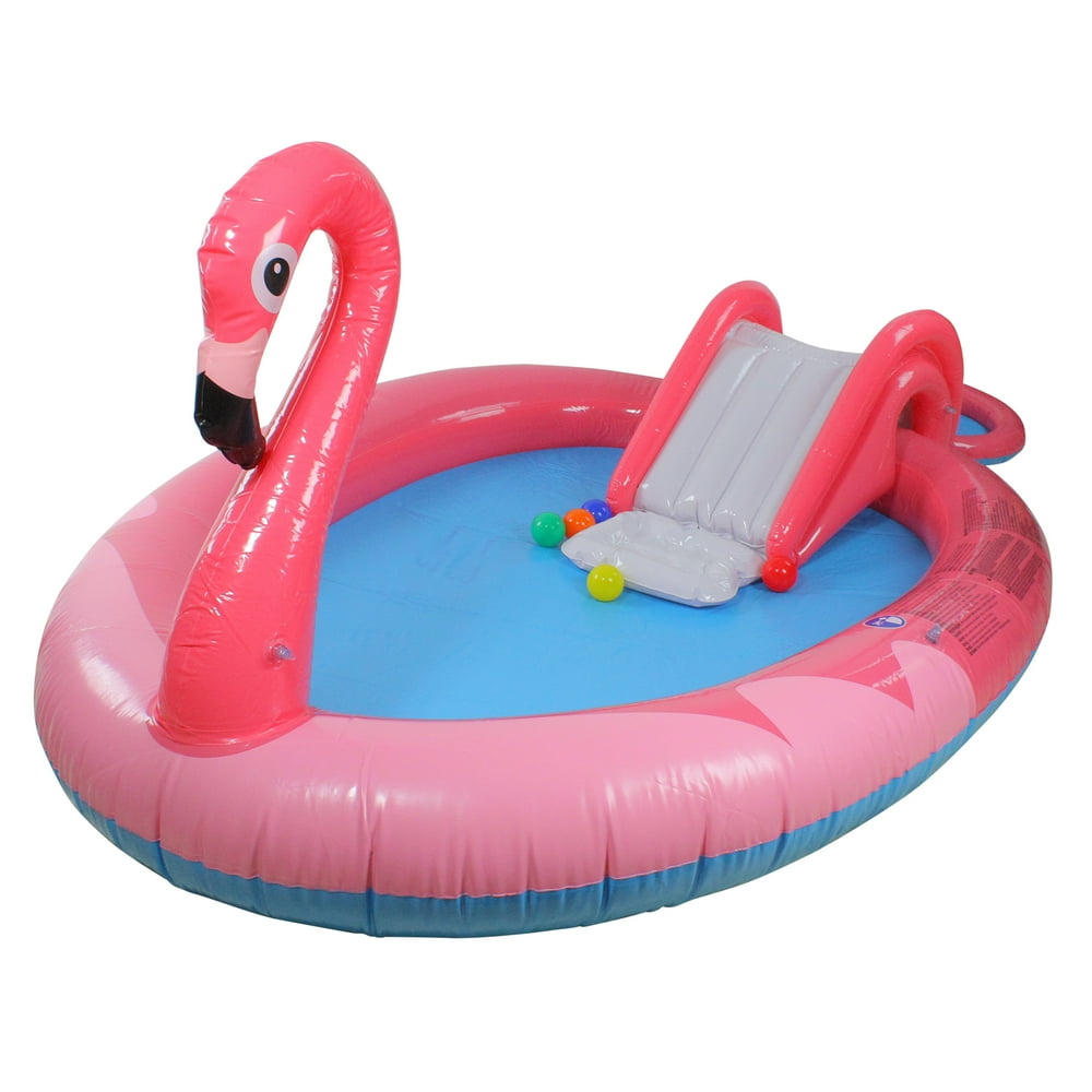 Pool Central 94" Inflatable Flamingo Spray and Slide Oval Children's ...