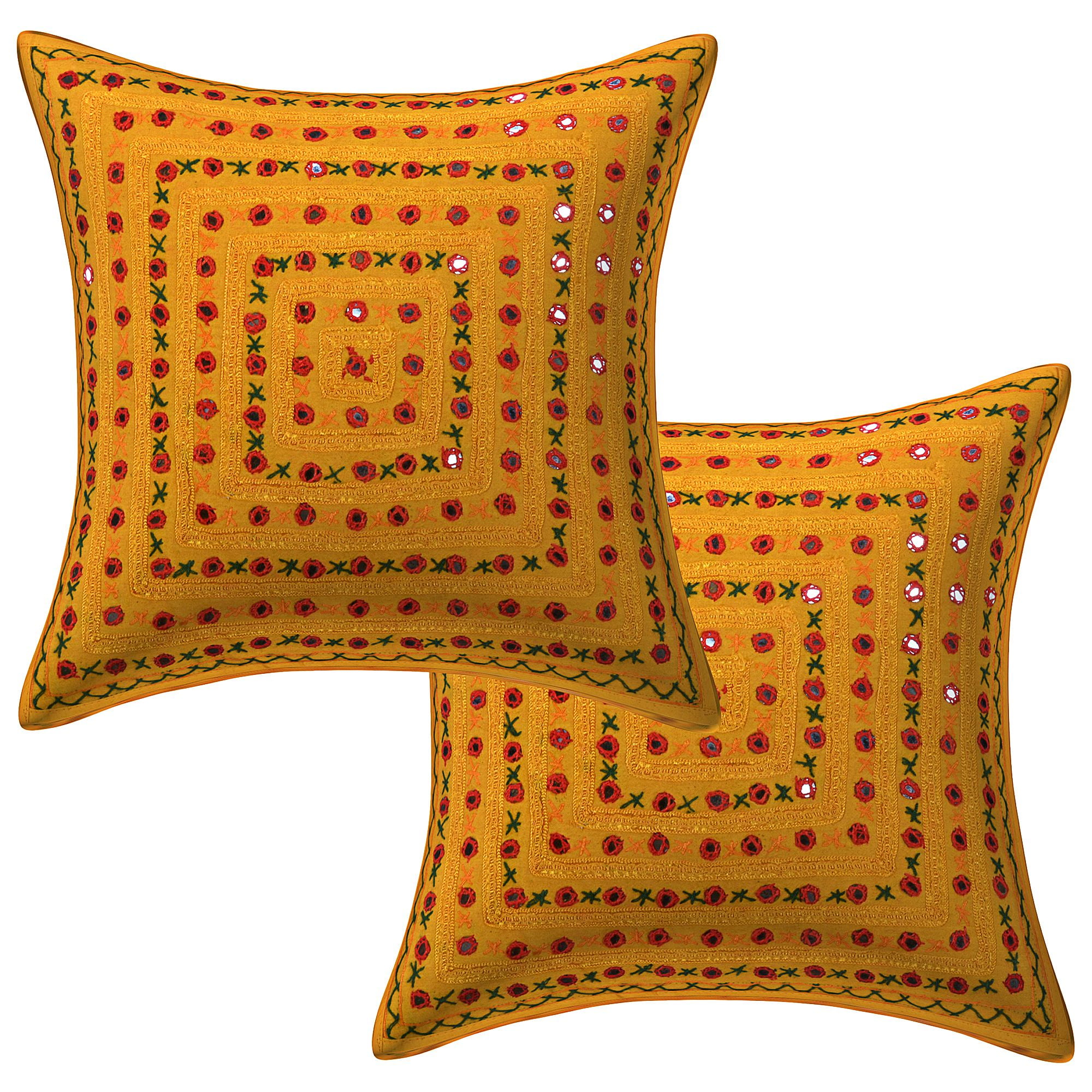 Stylo Culture Ethnic Settee Sofa Throw Pillow Covers Boho Embroidered ...