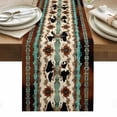 Boho Cowhide Table Runner, Western Aztec Tribal Green Brown Cow Texture ...