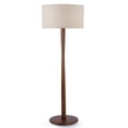 61" Modern Walnut Wood Column Floor Lamp with Linen Drum Shade,Standing ...