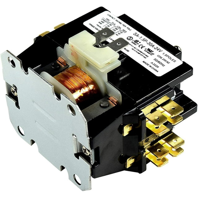 HQRP 24 Volt Single Pole / 1 Pole 30 Amp Condenser Contactor Compatible with Bryant P282-0311 ...