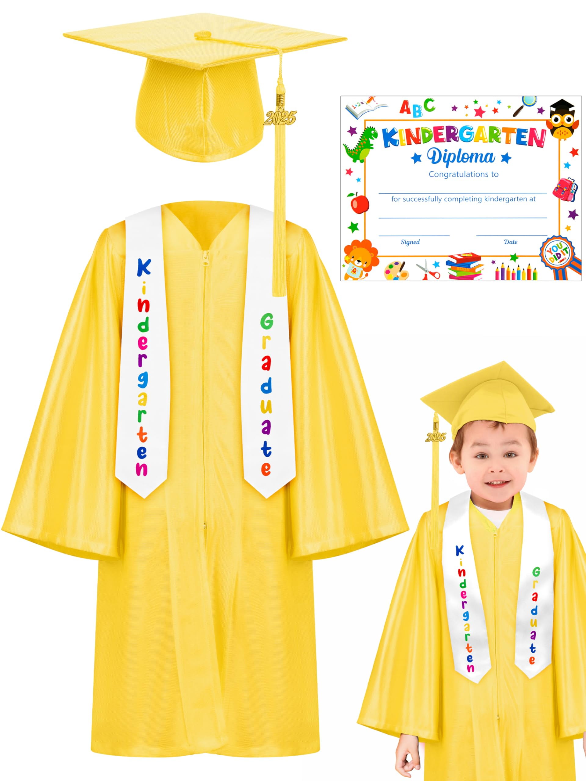 Set de gorra y bata de graduación QZYL 2025 Kids Kindergarten | Walmart ...