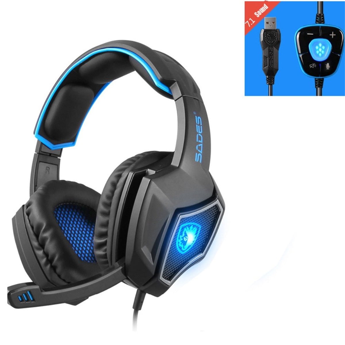 SADES Spirit Wolf Gaming Headset Microphone Headphone USB LED Razer MSN ...