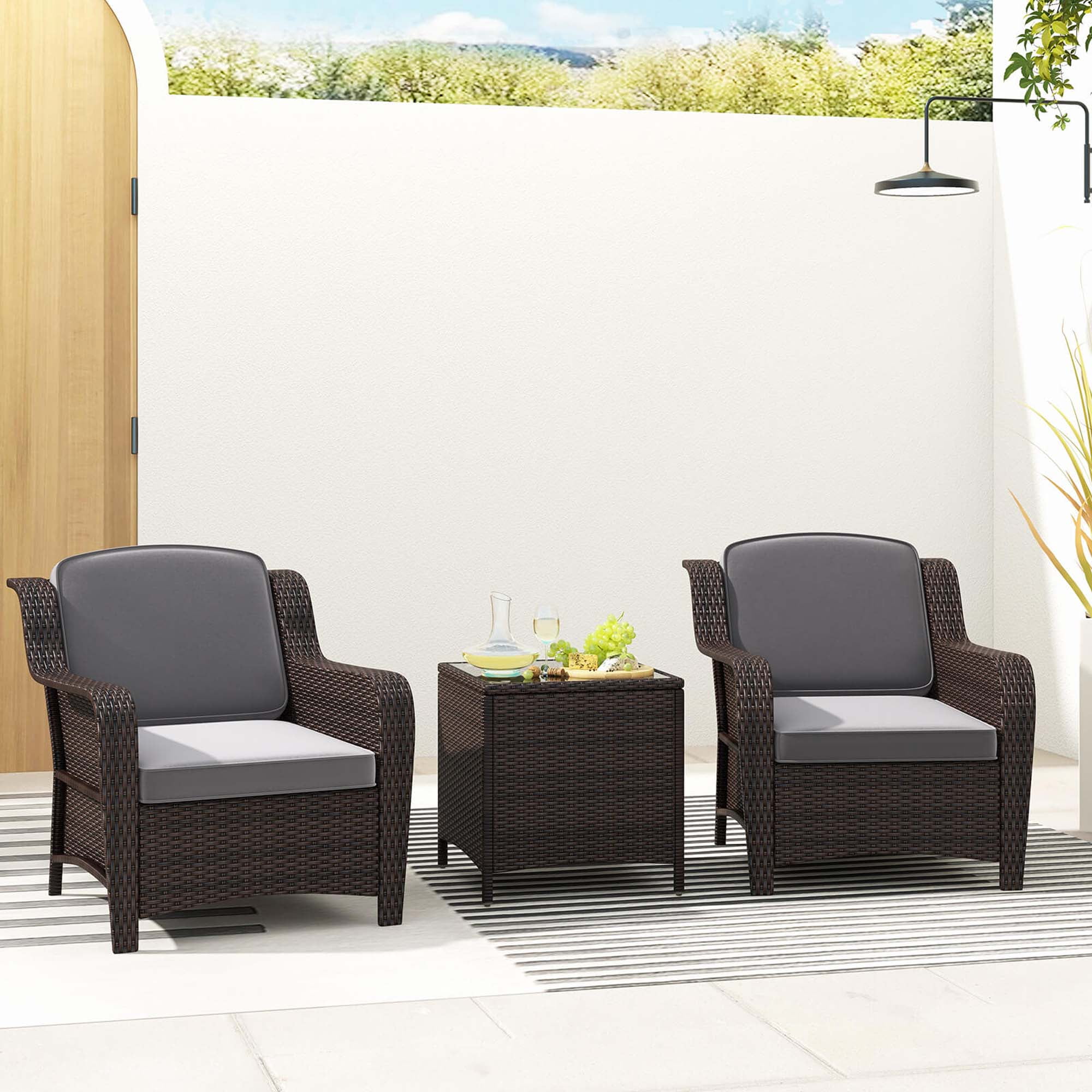Click here for Costway 3 Pcs Outdoor Patio Furniture Set With Cus... prices