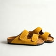 KEVCHE Womens Slide Sandals Double Adjustable Buckle Faux Leather ...