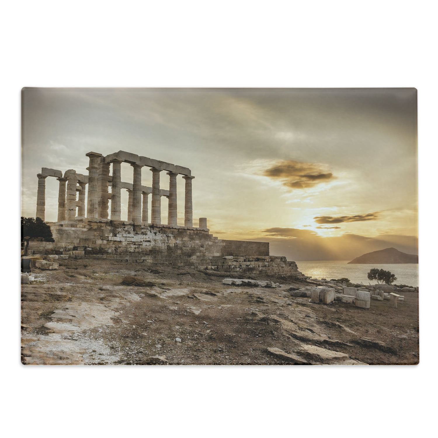 Pillar Cutting Board, Greek Building Poseidon at the Sunset Sea and the ...