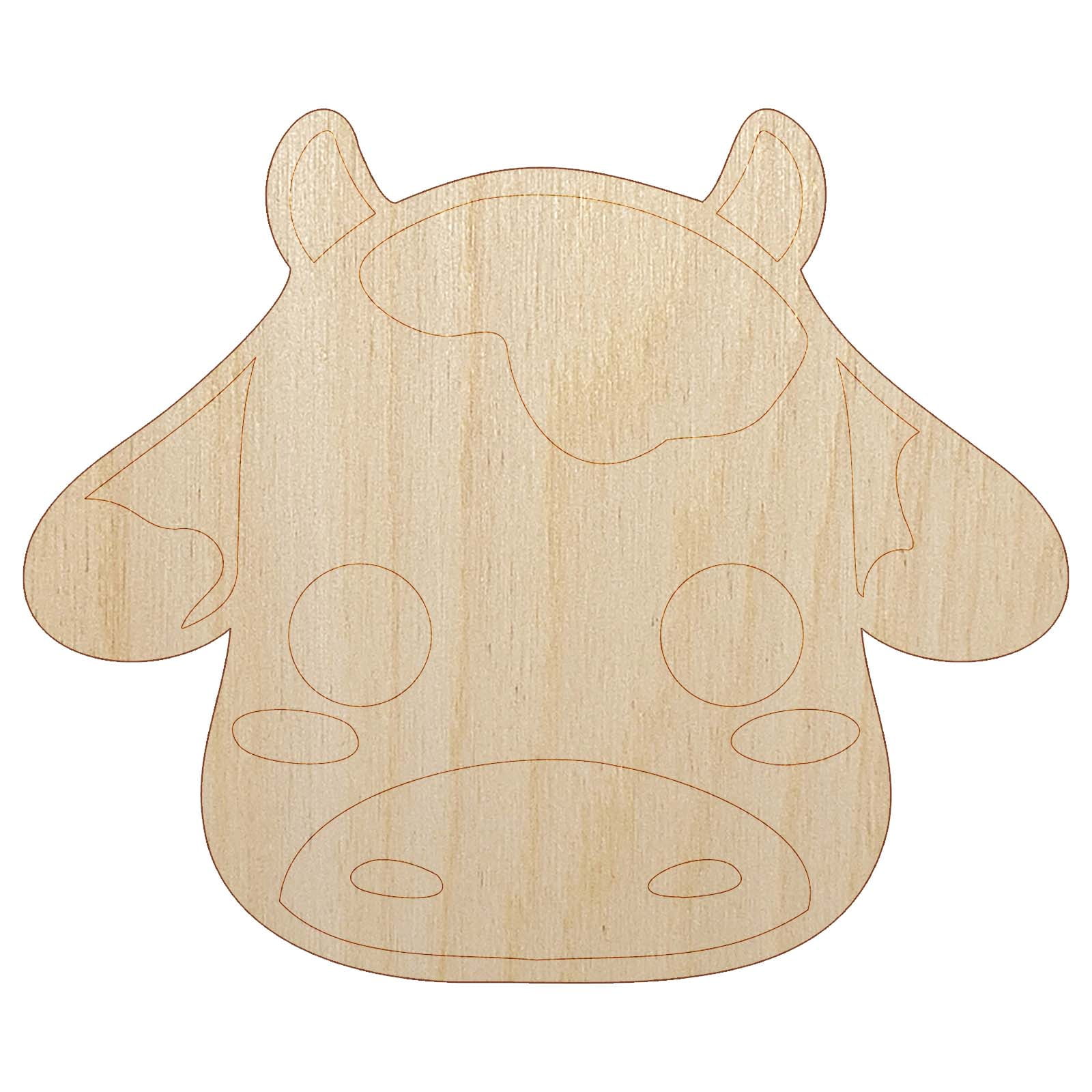 Charming Kawaii Chibi Cow Face Blushing Cheeks Milk Farm Wood Shape ...