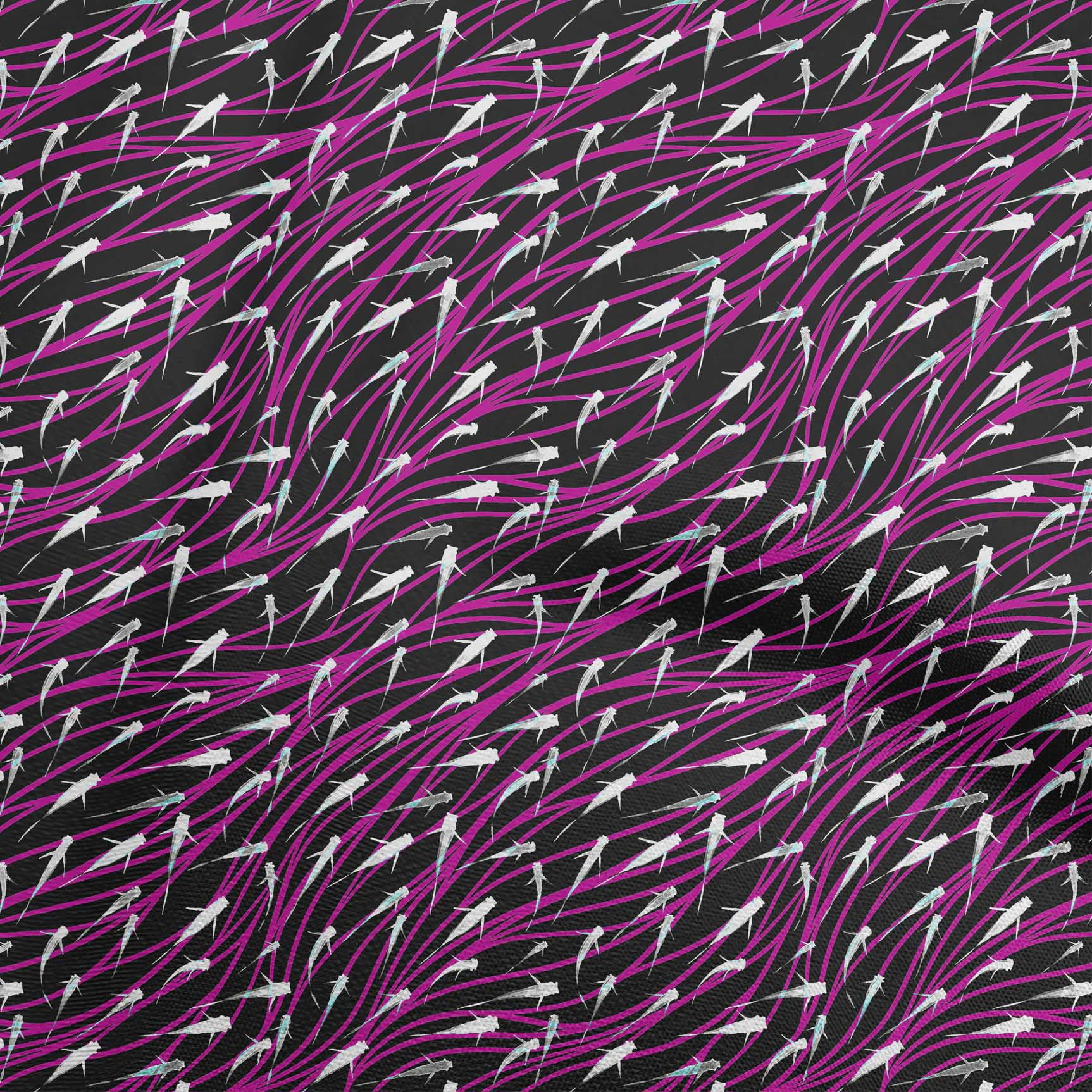 oneOone Cotton Poplin Fuschia Pink Fabric Ocean Underwater Fish Diy ...