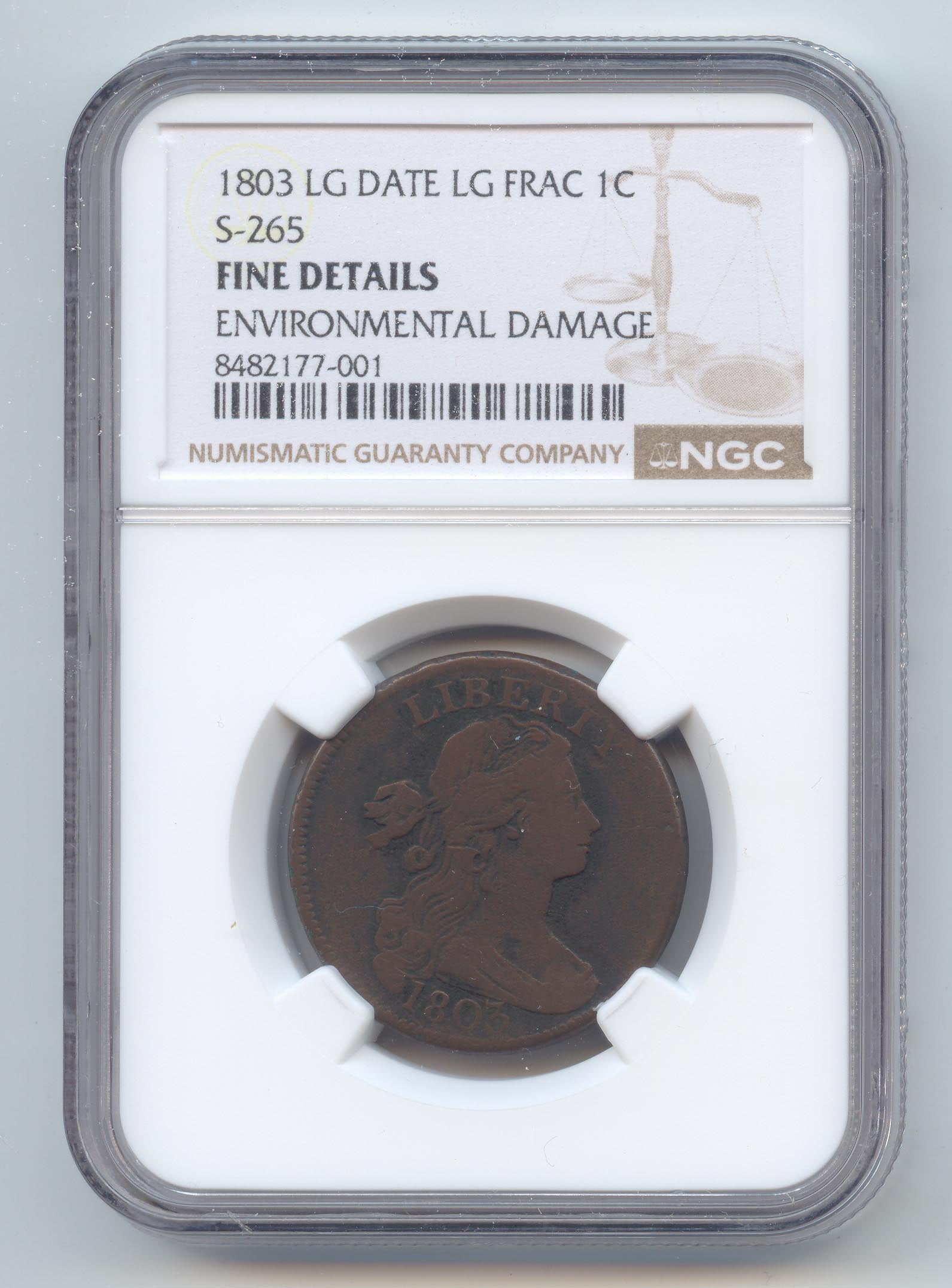 1803 Draped Bust Large Cent, Scarce Large Date, Large Fraction, NGC ...