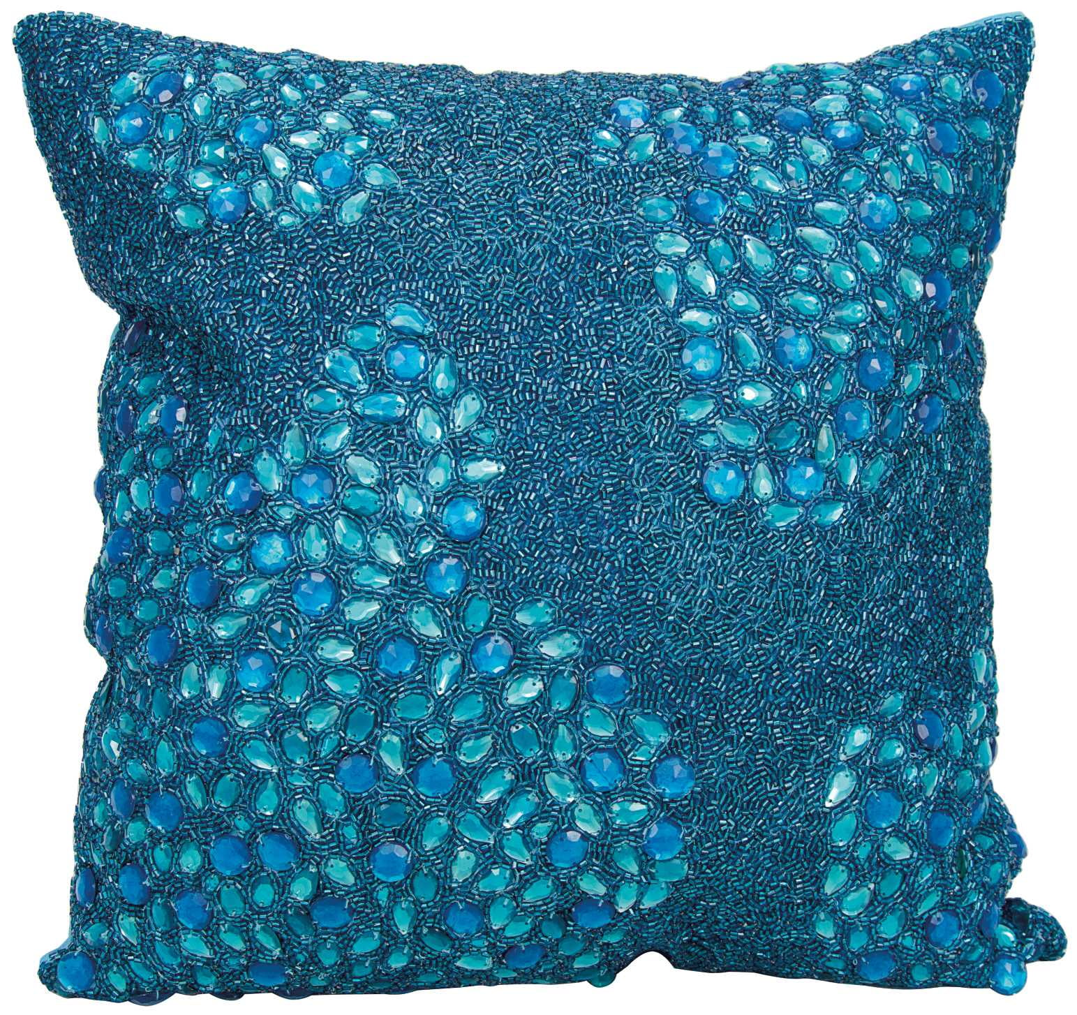 Nourison Luminecence Fully Beaded Turquoise Throw Pillow - Walmart.com